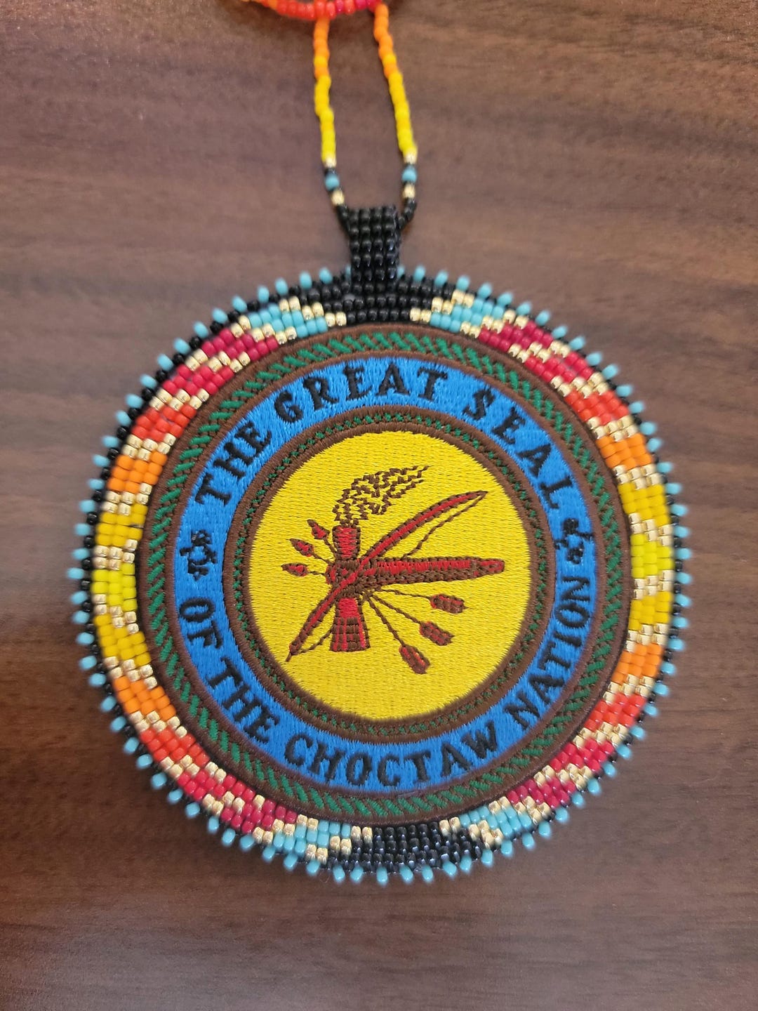 Choctaw Patch Medallion Necklace With Fire Colors - Etsy