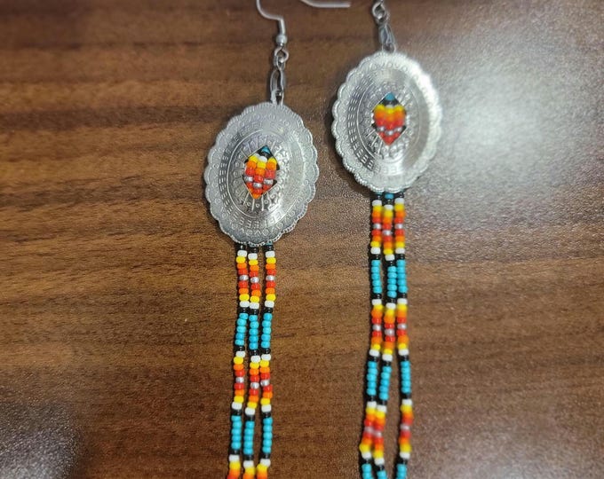 Heart Concho Beaded Earrings - Etsy
