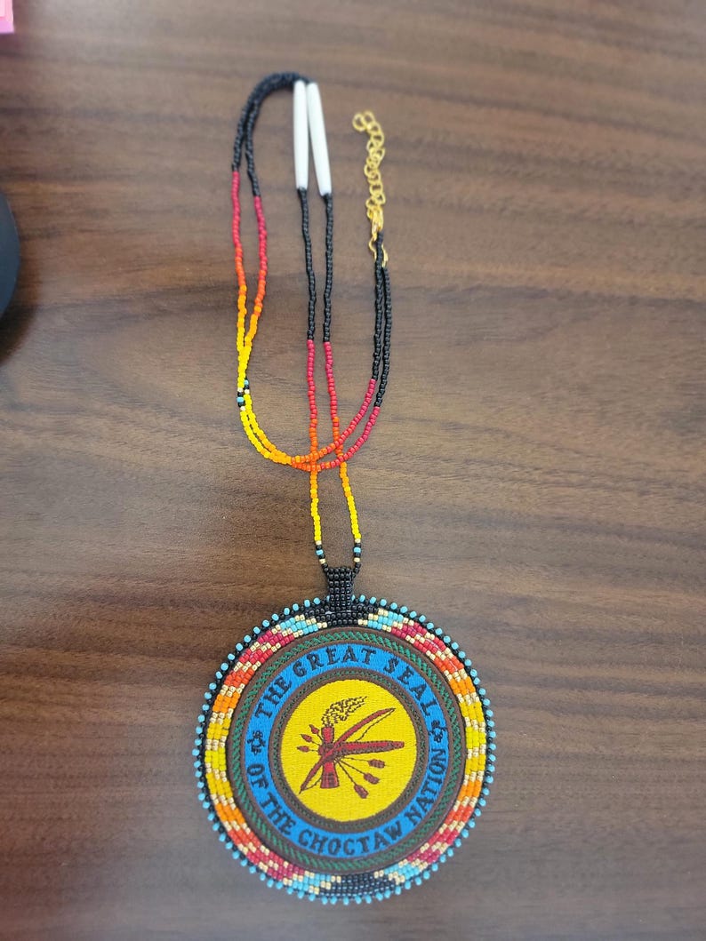 Choctaw Patch Medallion Necklace With Fire Colors - Etsy