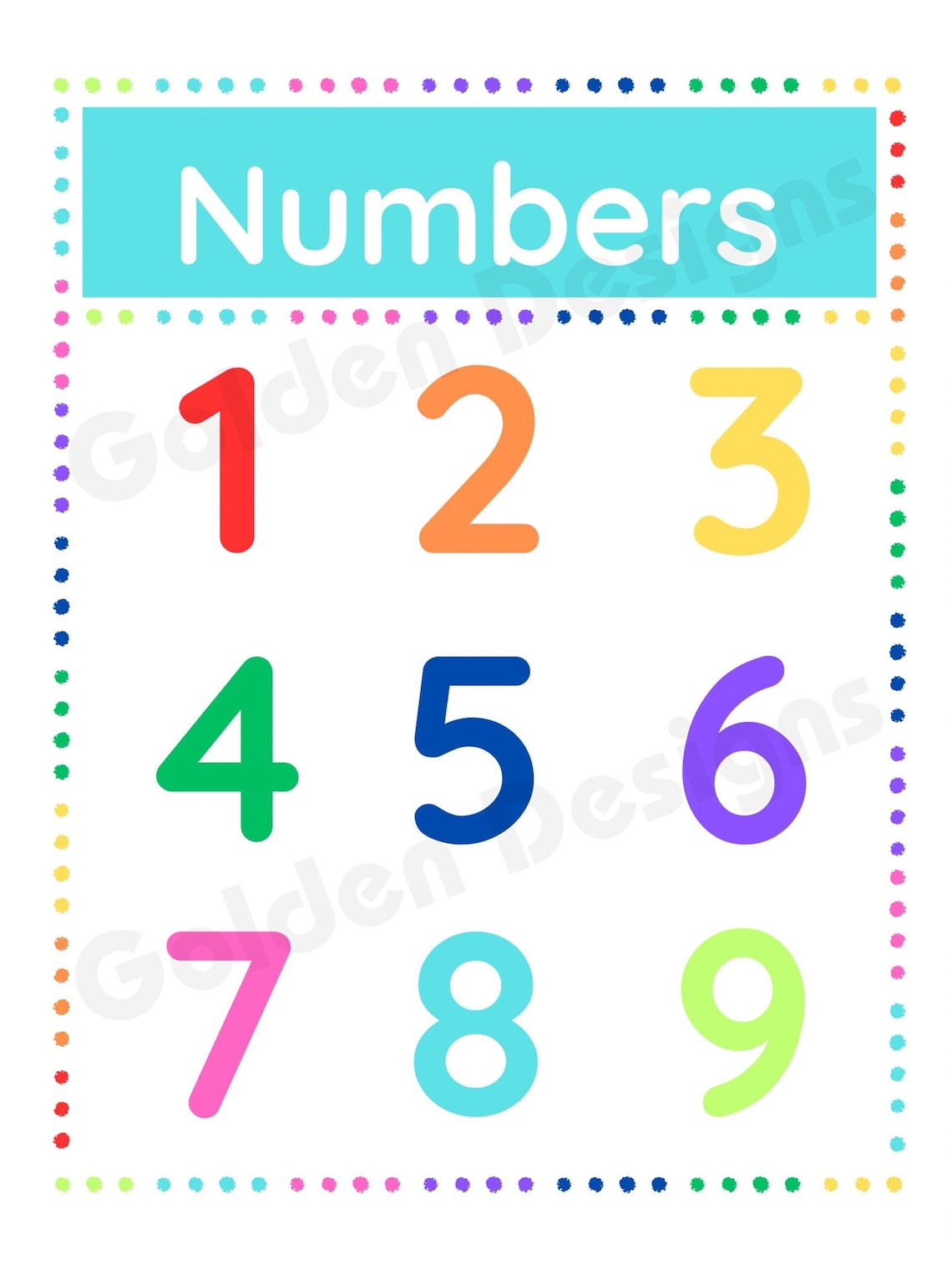 Colorful Numbers Poster for Classrooms - Etsy