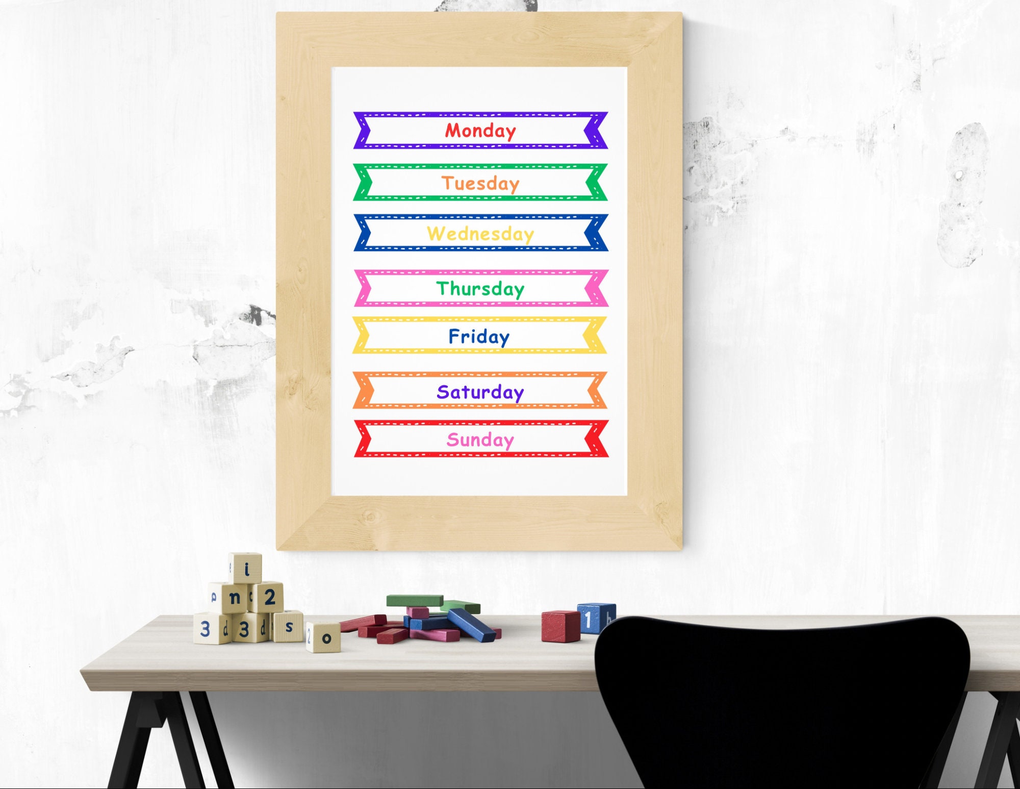 Days of the Week Poster, Primary Colors, English and Spanish - Etsy