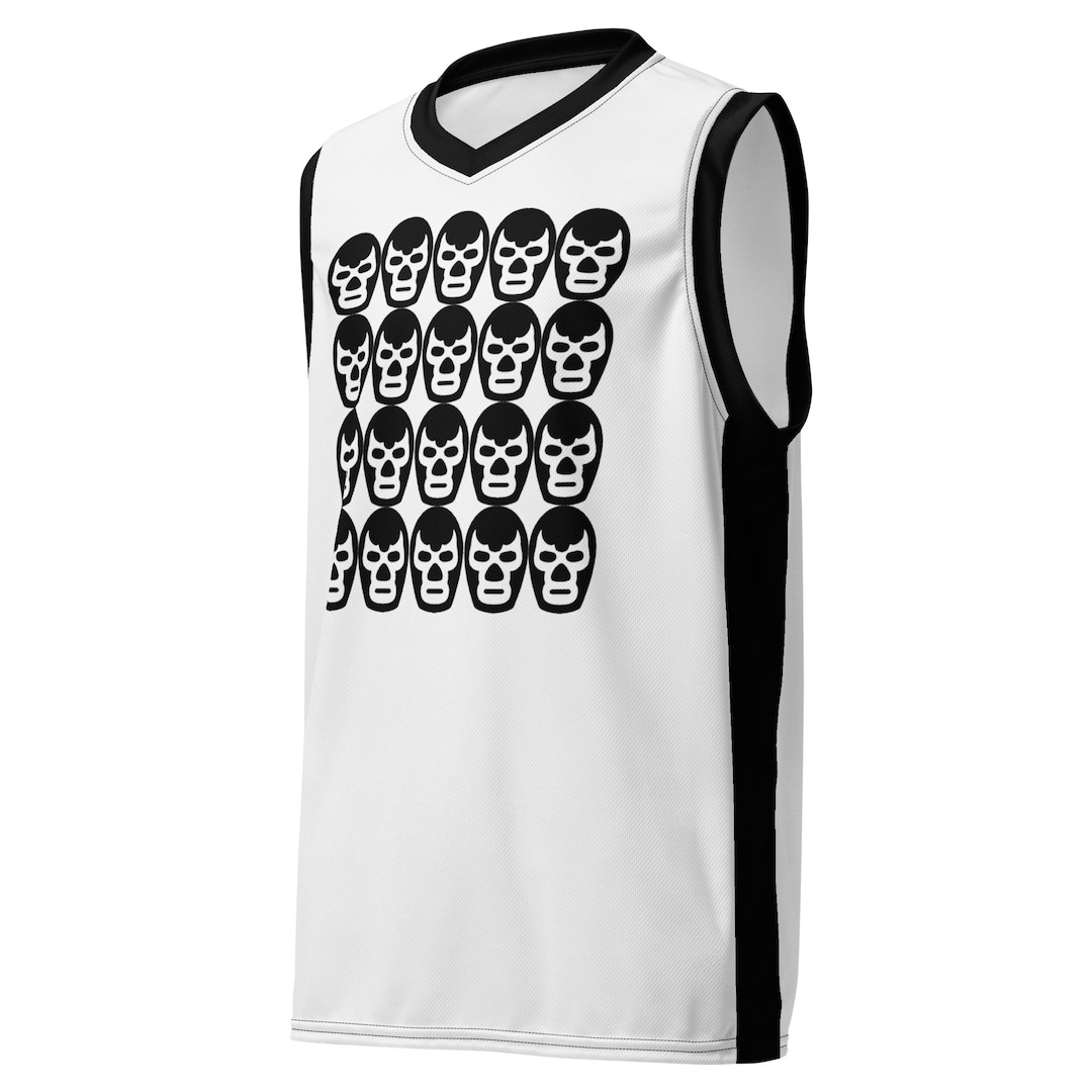 Multiple Lucha Black Recycled Unisex Basketball Jersey, Lucha Libre T ...