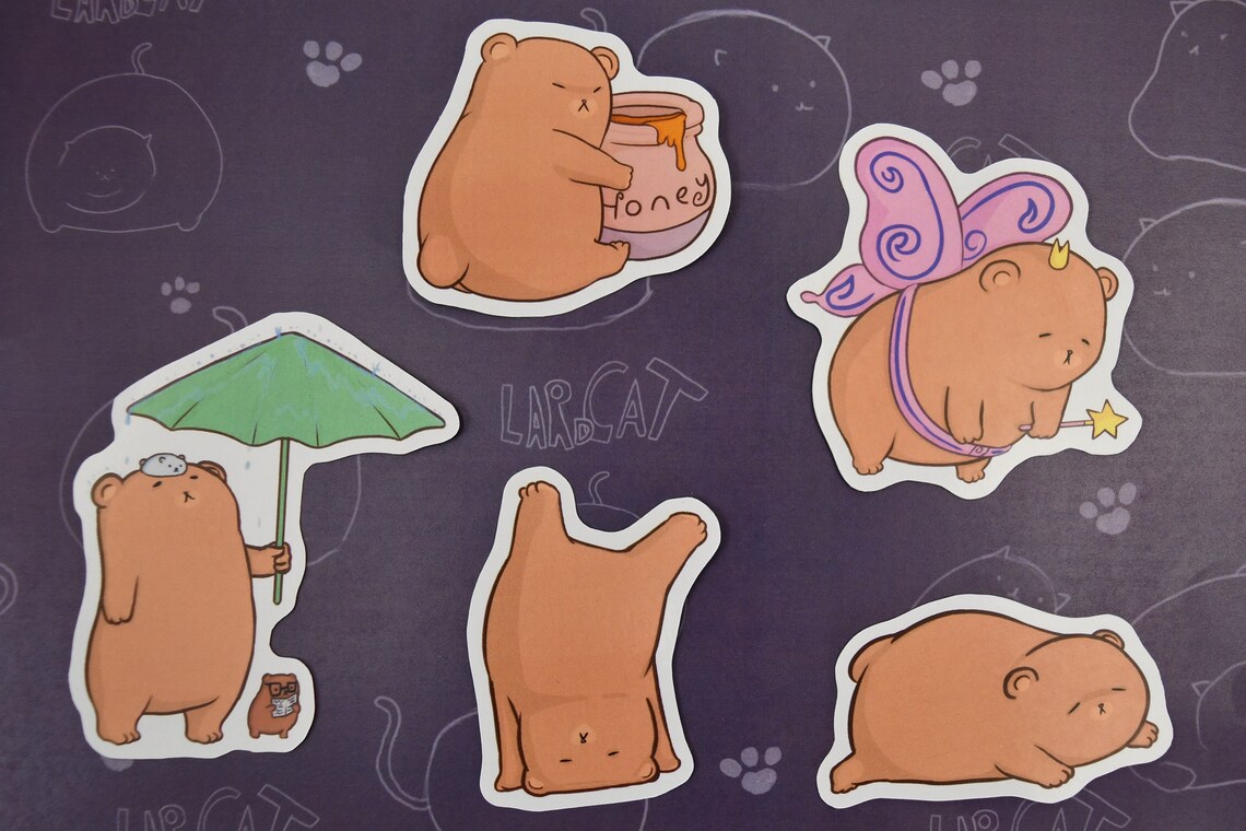 Bear Stickers, Bundle, Pack, Hugs, Fluffy, Fairy Honey, Lazy, Furry ...