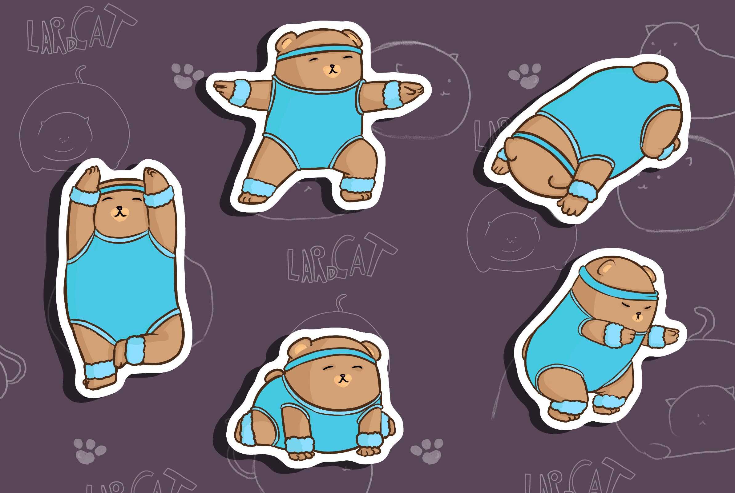 Bear Stickers Bundle Yoga Pack Fluffy Fitness Relax - Etsy UK