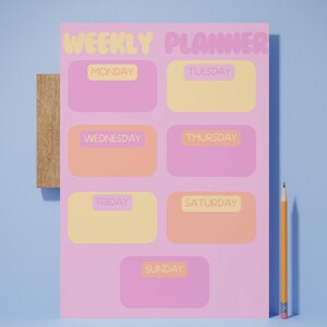 Colorful Weekly Planner Sheet - Etsy
