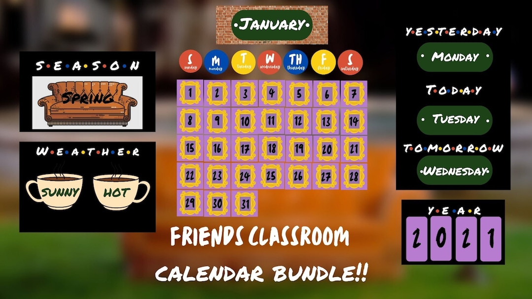 Friends Theme Classroom Calendar - Etsy