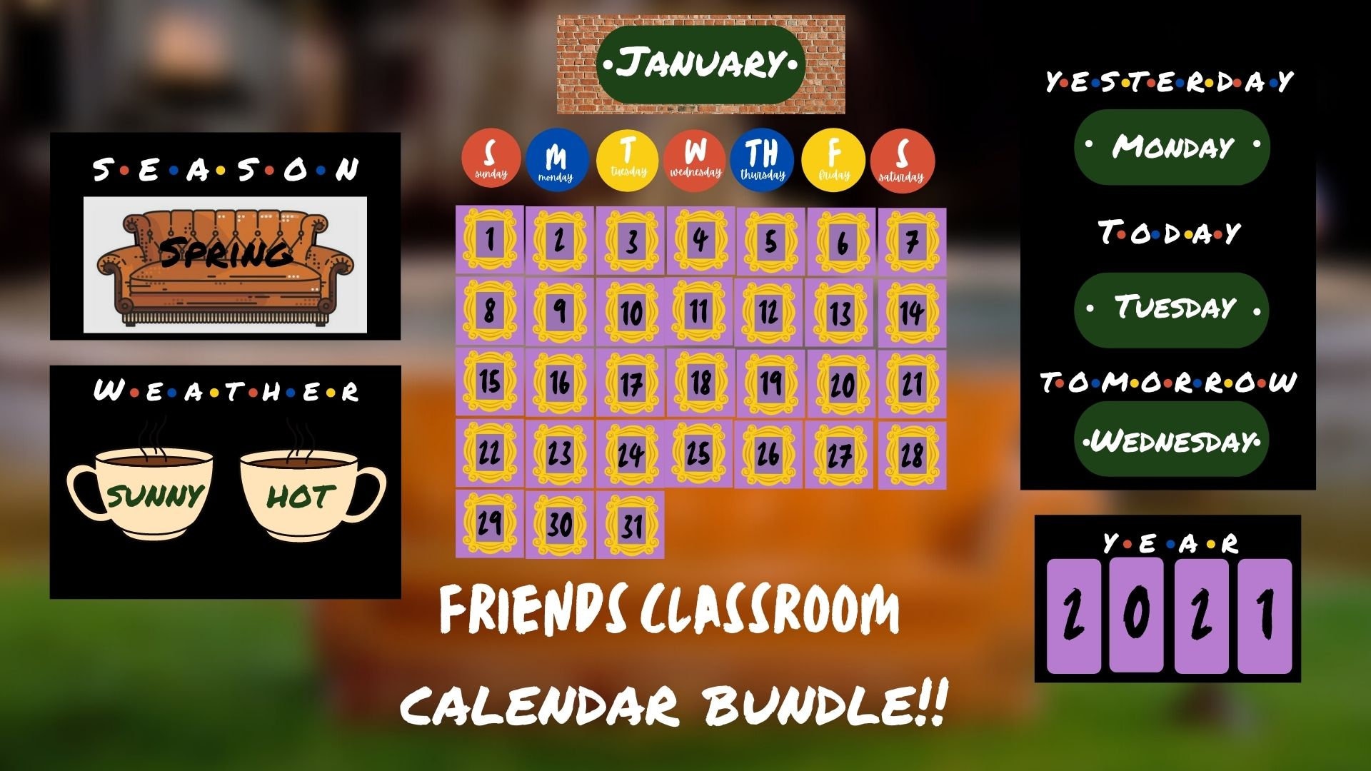 Friends Theme Classroom Calendar - Etsy