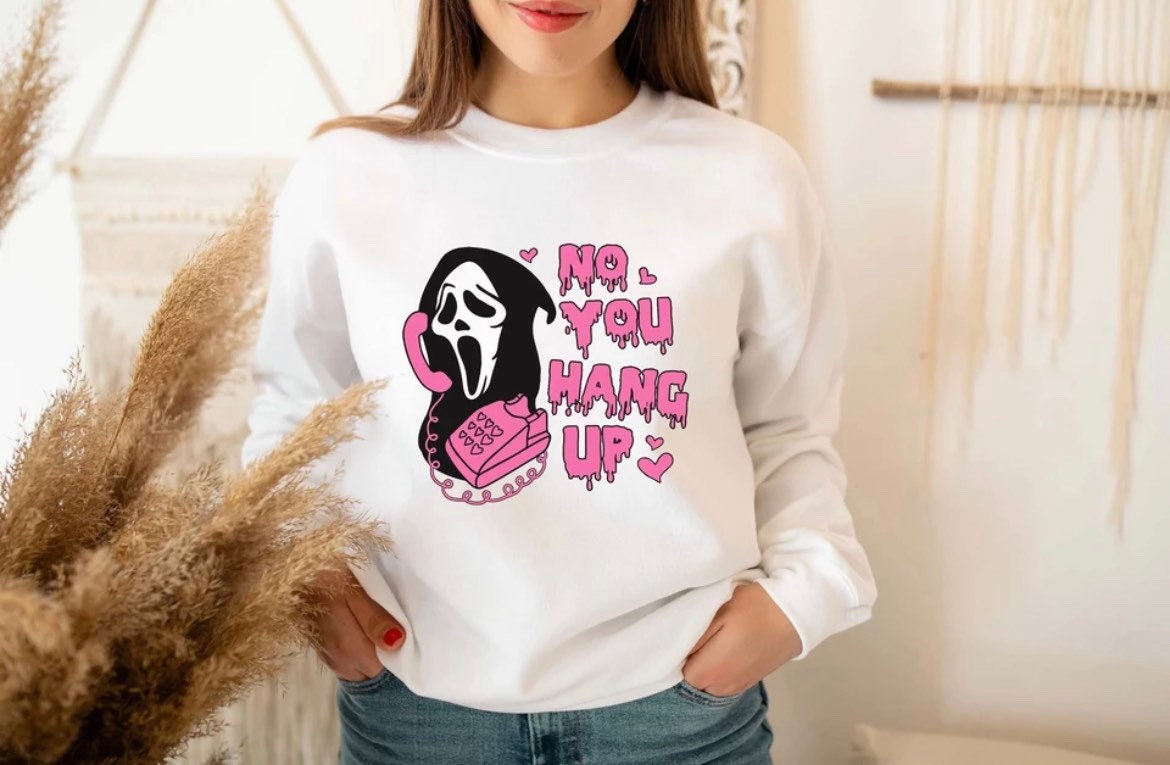 No You Hang Up Scream Mask Horror Movie Sweater, Funny Halloween ...