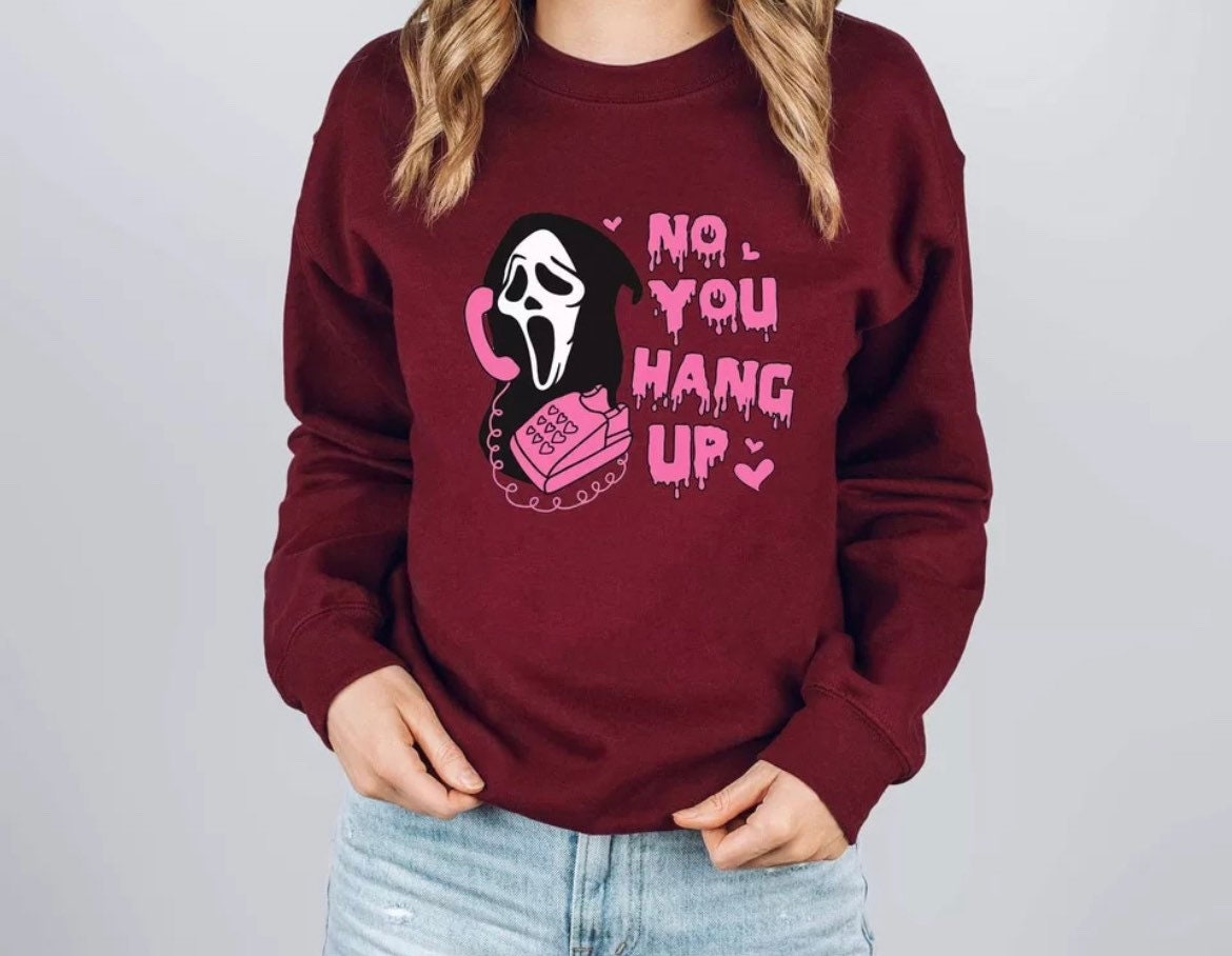 No You Hang Up Scream Mask Horror Movie Sweater, Funny Halloween ...