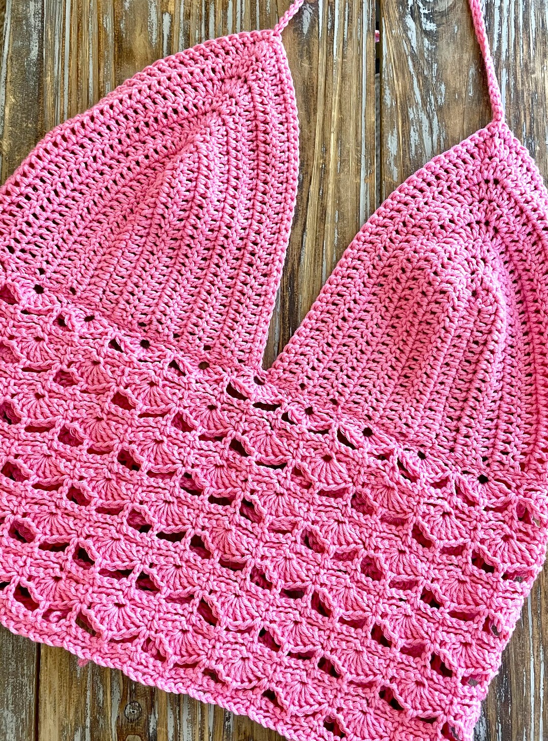 Crocheted Bralette, Barbie Pink Bralette - Etsy