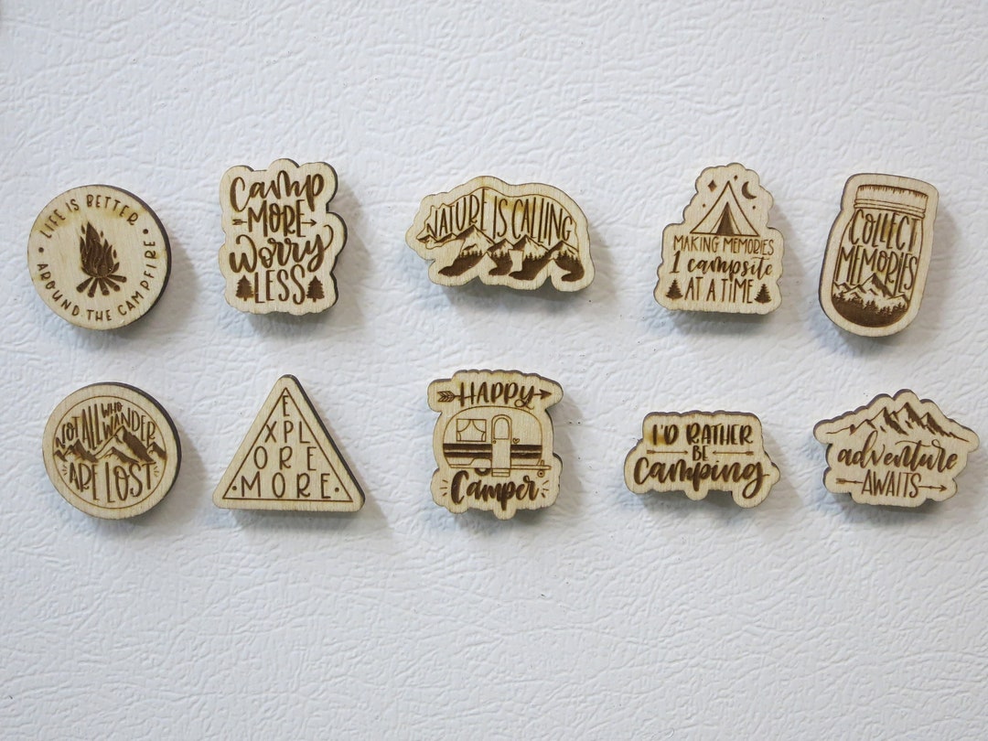 Camping Magnets Wooden | Fridge Magnets | Peak Magnetic | Hiking Gift ...
