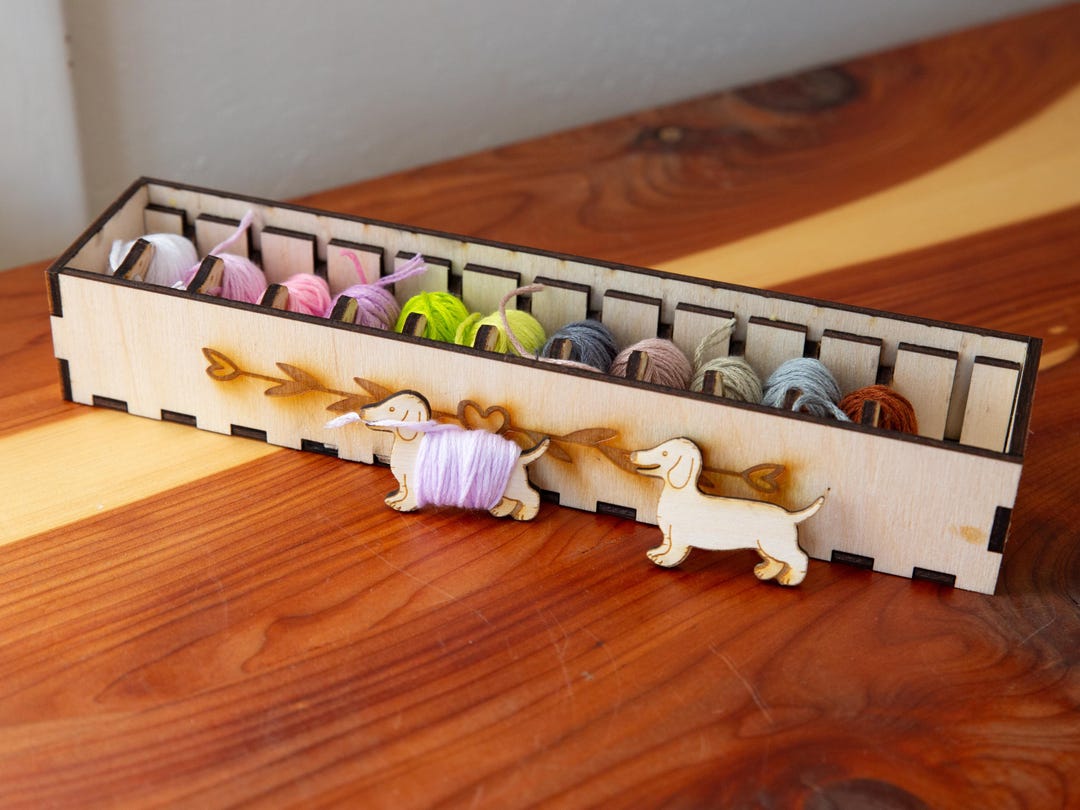 Dog Thread Bobbin Holder Box | Embroidery Floss Organizer Tray | Cross ...