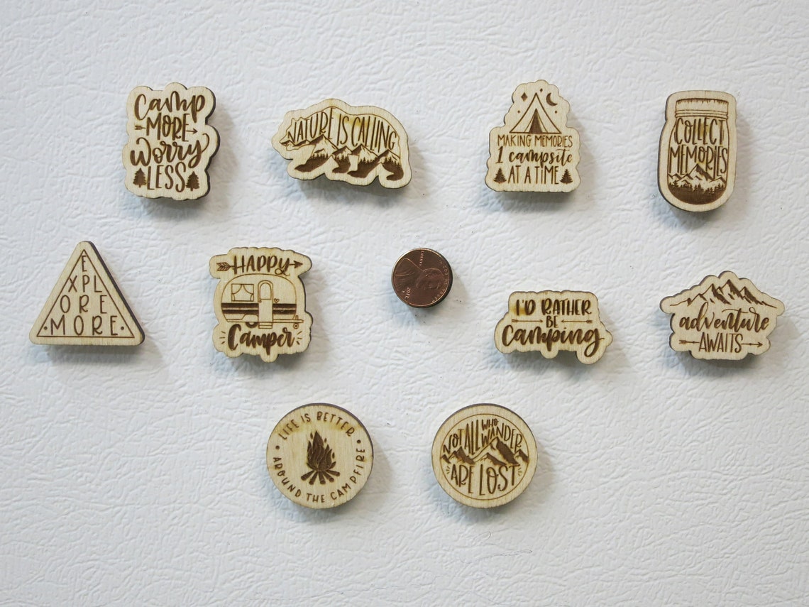 Camping Magnets Wooden | Fridge Magnets | Peak Magnetic | Hiking Gift ...
