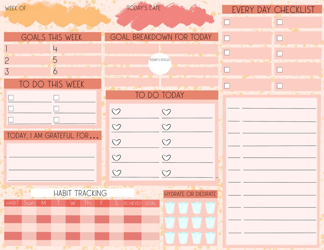 Daily Calendar Sheet | Digital Download - Etsy