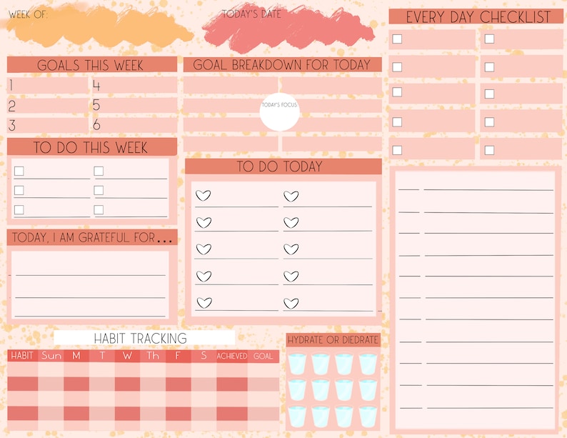 Daily Calendar Sheet | Digital Download - Etsy