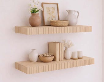 Custom Floating Fluted Shelf | Mid-century | Wall Shelf | Kitchen ...