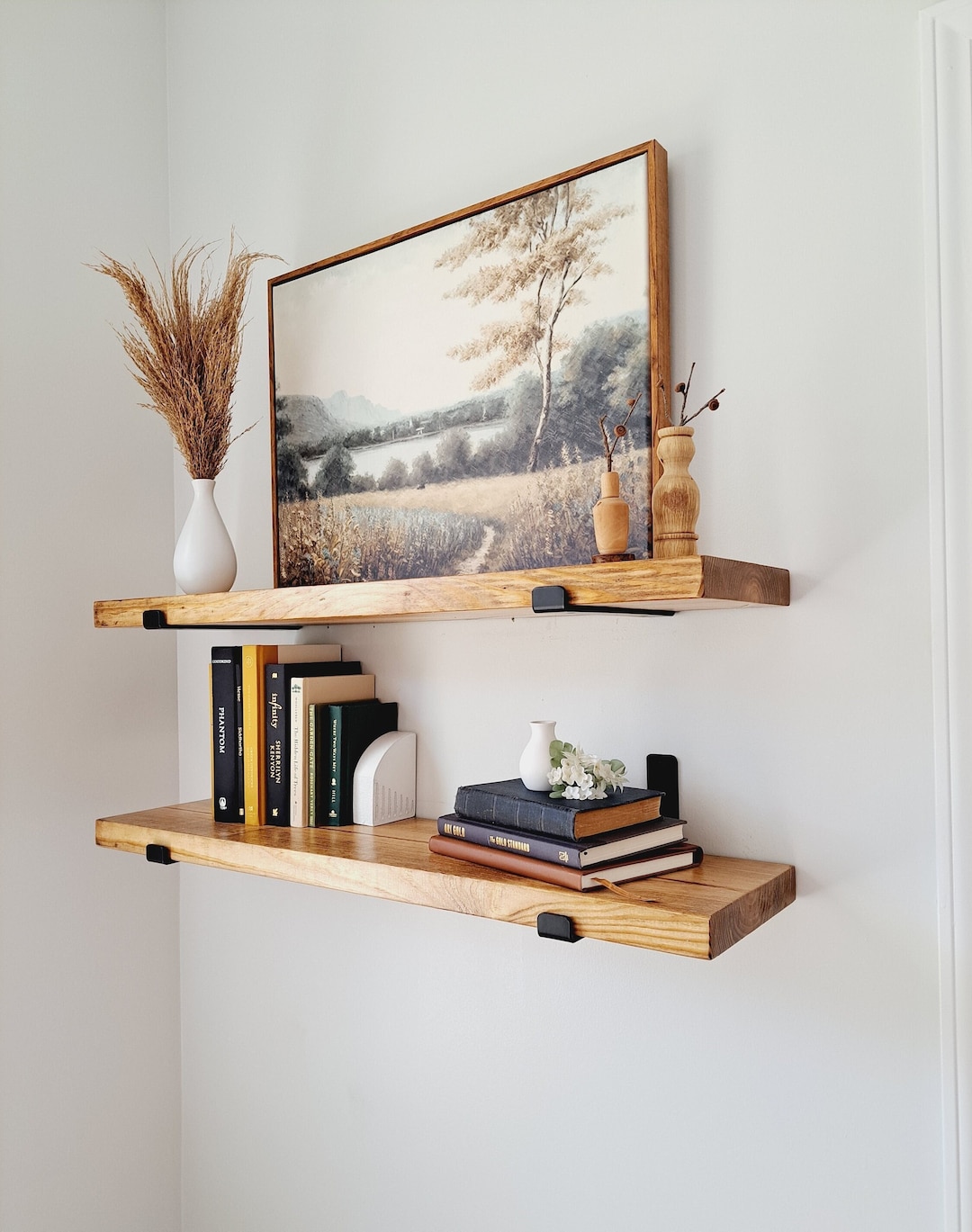 Floating Shelves Modern Floating Shelf Floating Shelf With Black Metal ...