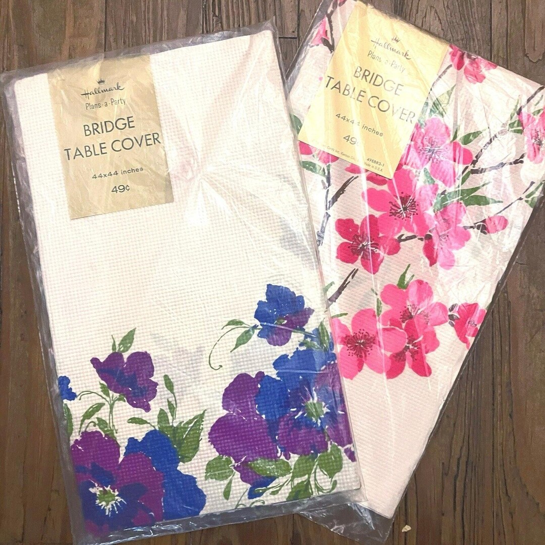 2 Vintage Hallmark Bridge Table Covers Plans A Party 44 in X 44 in ...