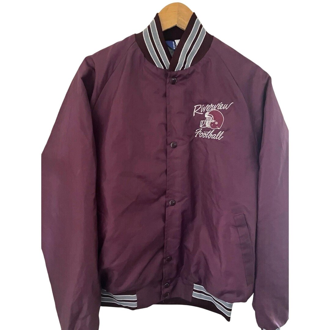 Vintage Varsity Jacket ASW Burgundy Satin Bomber Made in USA Quilt ...
