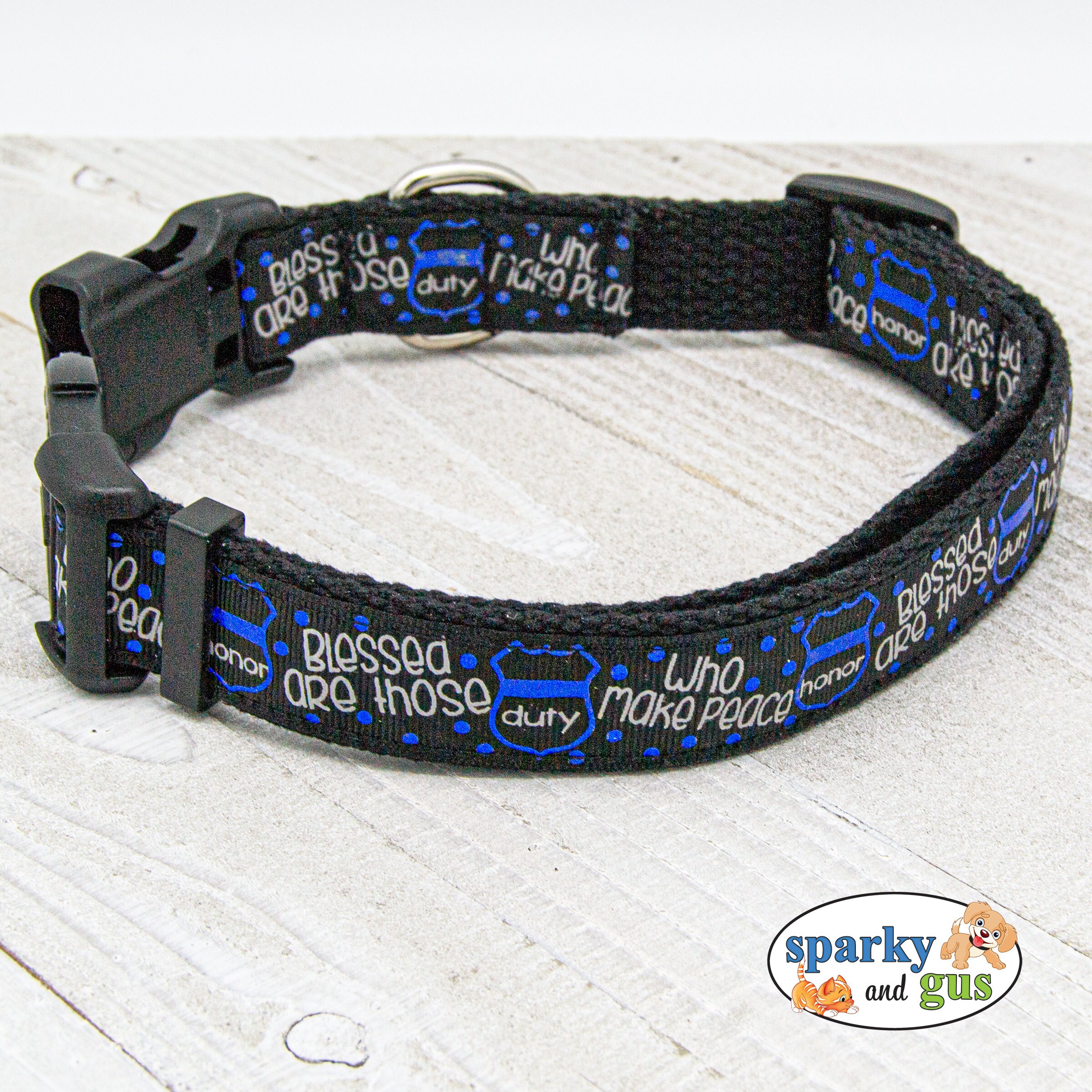 Dog Collar Blessed Are Peacemakers Thin Blue Line Collar - Etsy