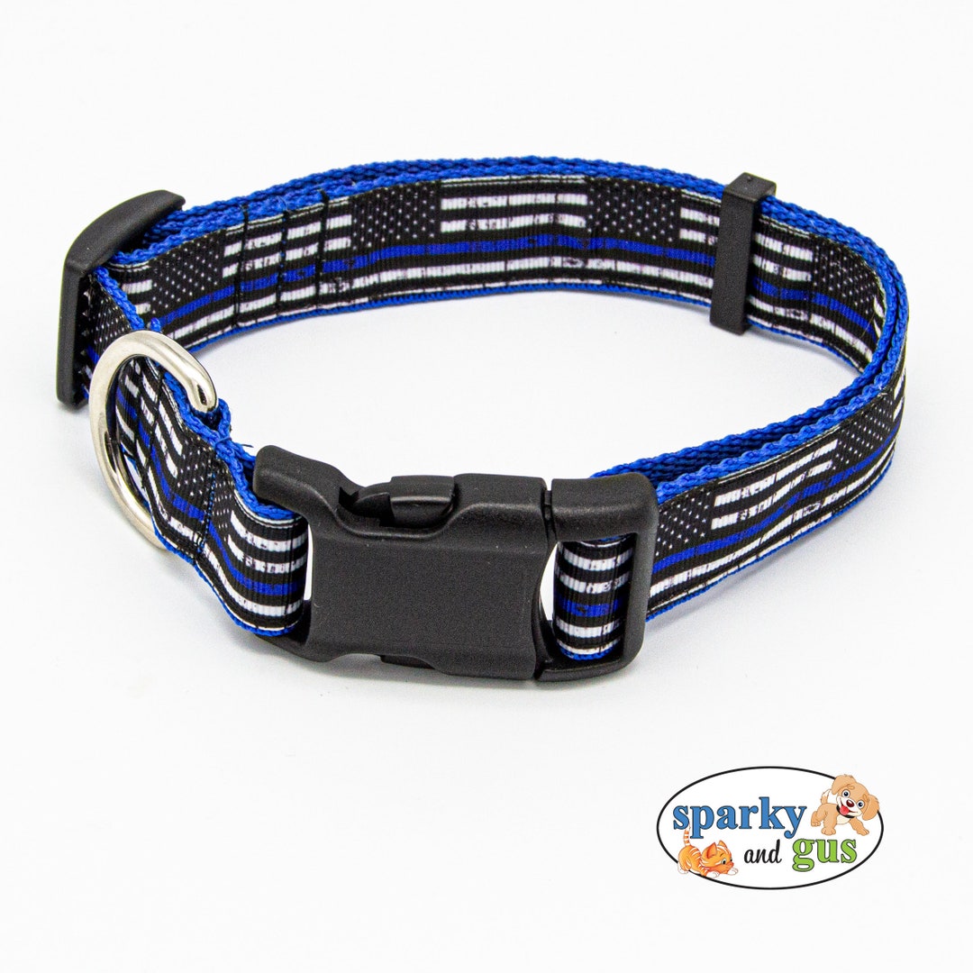 Blue Line Tattered Flag Dog Collar | Thin Blue Line Collar | Gift for ...