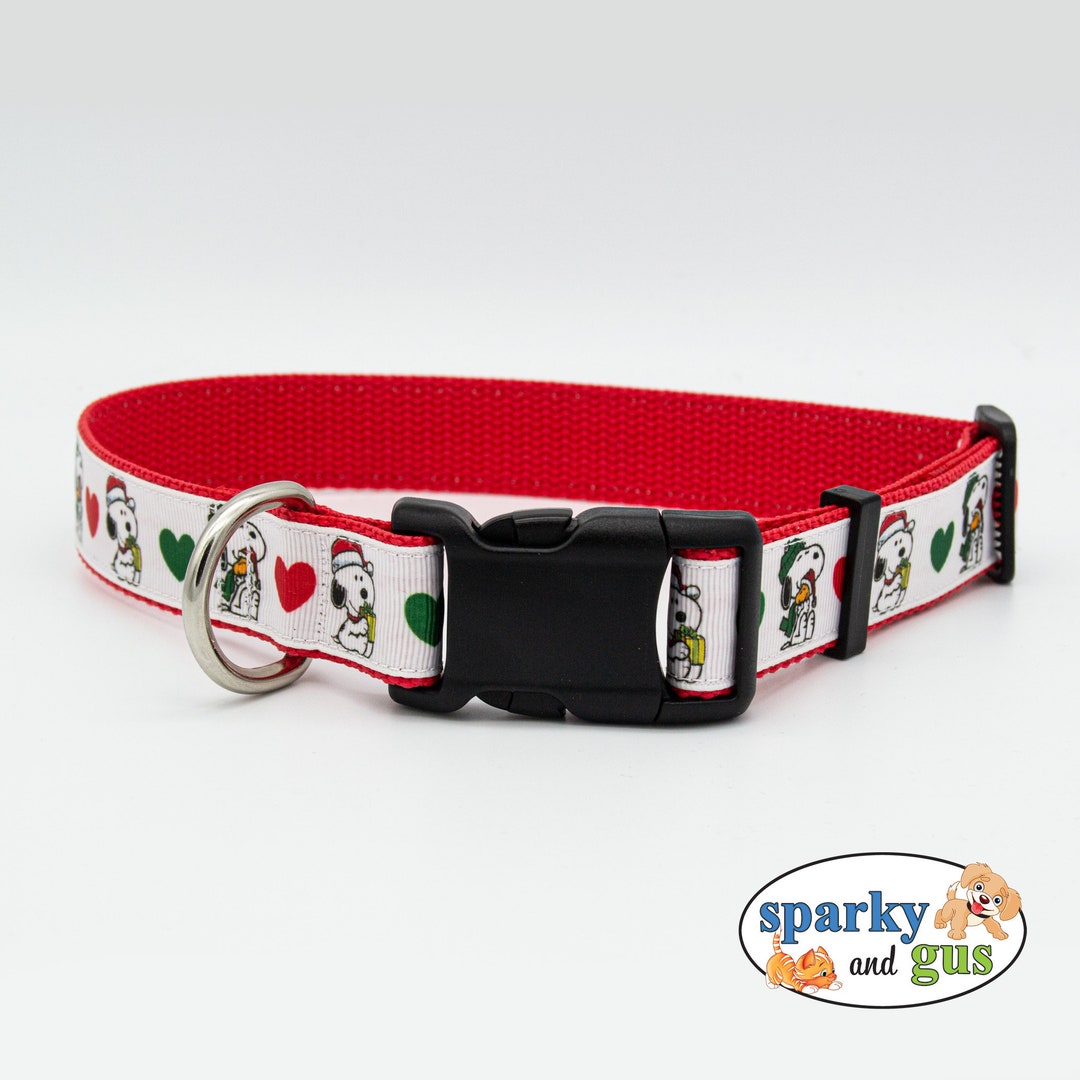 Dog Collar Snoopy Christmas Inspired Dog Collar With Red & Green Hearts ...