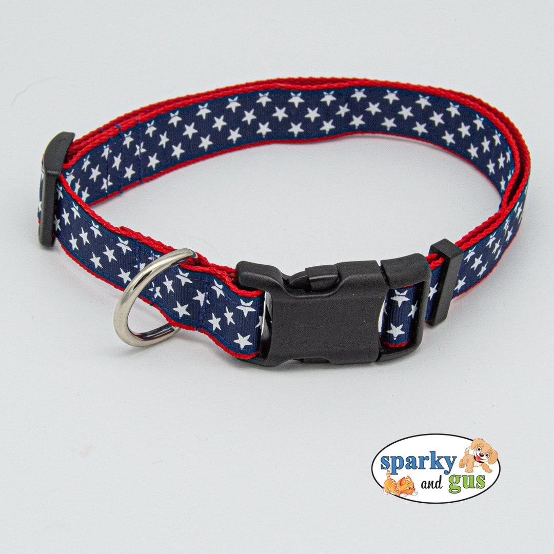 Stars on Navy Dog Collar: Patriotic Red, White & Blue - Etsy