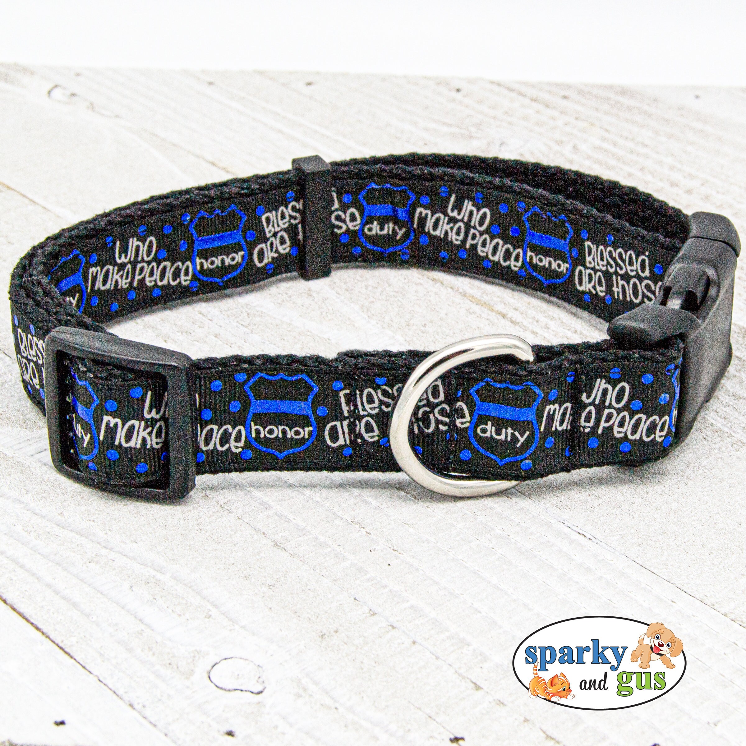 Dog Collar Blessed Are Peacemakers Thin Blue Line Collar - Etsy