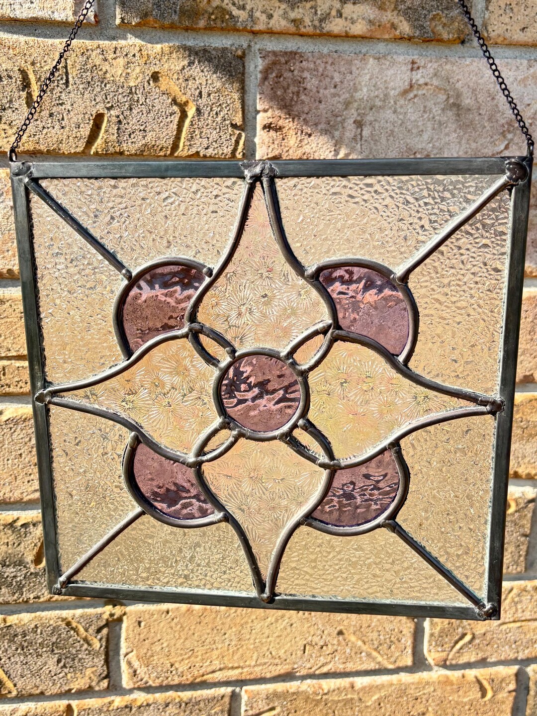 Purple Stained Glass Window Panel: Victorian Entryway Decor (12x12) - Etsy