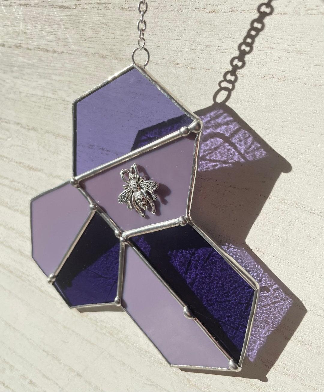 Stained Glass Purple Honeycomb Sun Catcher Stained Glass - Etsy