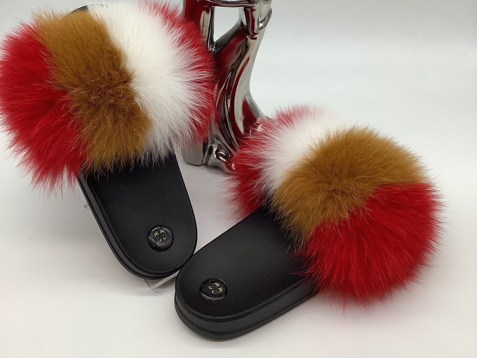 Real Fur Slides Fashion Fluffy Sandals Fur Slippers White - Etsy