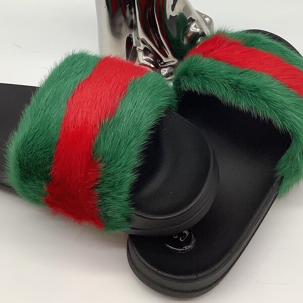 Mink Fur Slides - Etsy