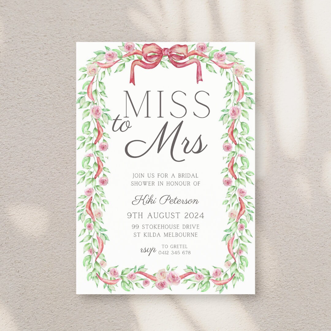 Floral Bridal Shower Invitation, Invitation, Miss to Mrs Invitation ...