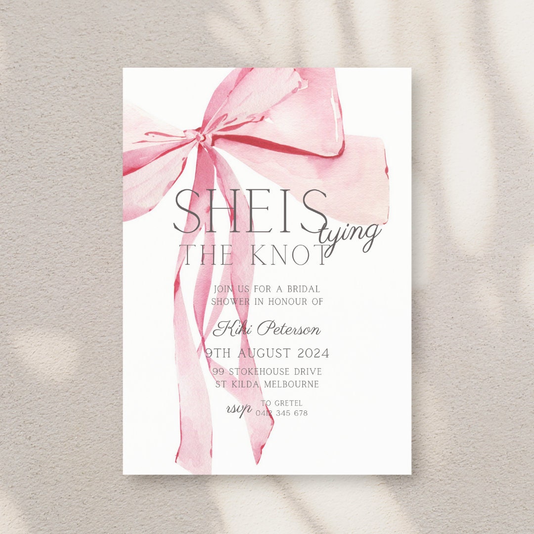 Bridal Shower Invitation, Pink Invitation, She's Tying the Knot ...