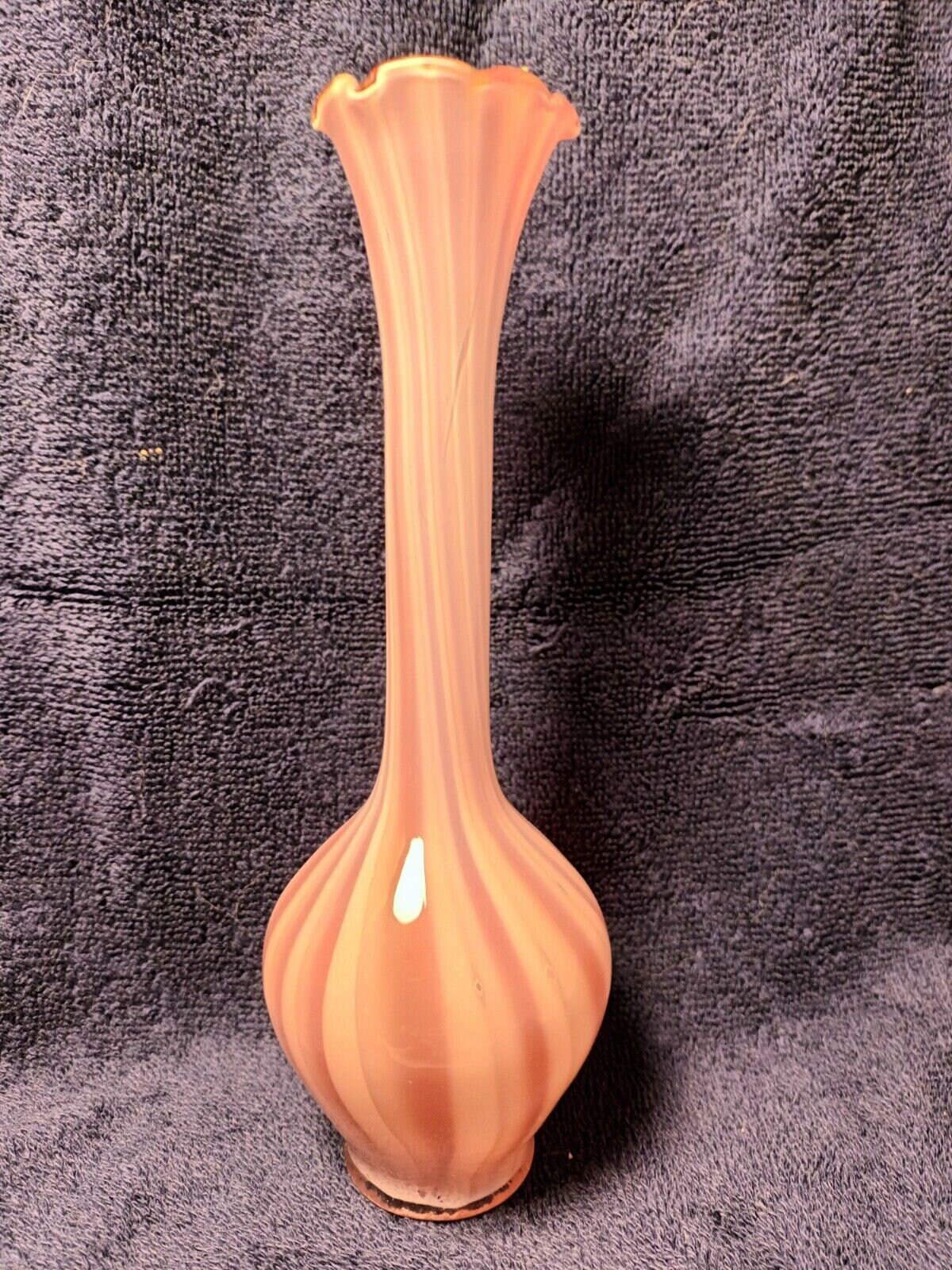 Vintage Peach Swirl Art Glass Vase - Etsy