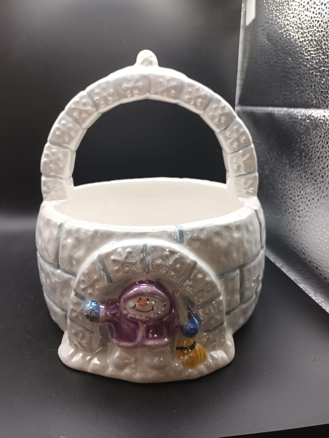 Vintage Igloo Ceramic Basket Candy Dish - Etsy