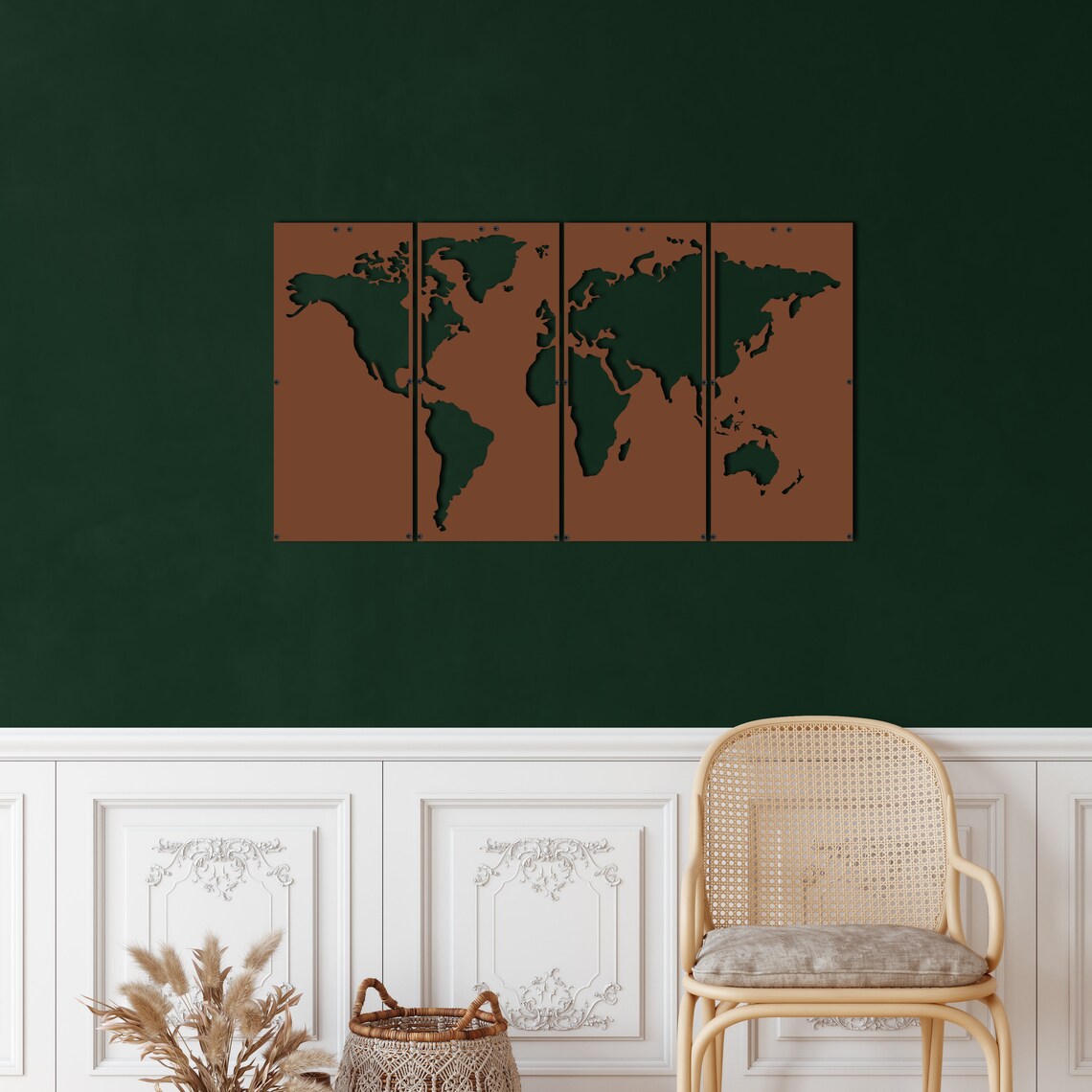Metal World Map Continents Interior Metal Sign Metal Wall | Etsy