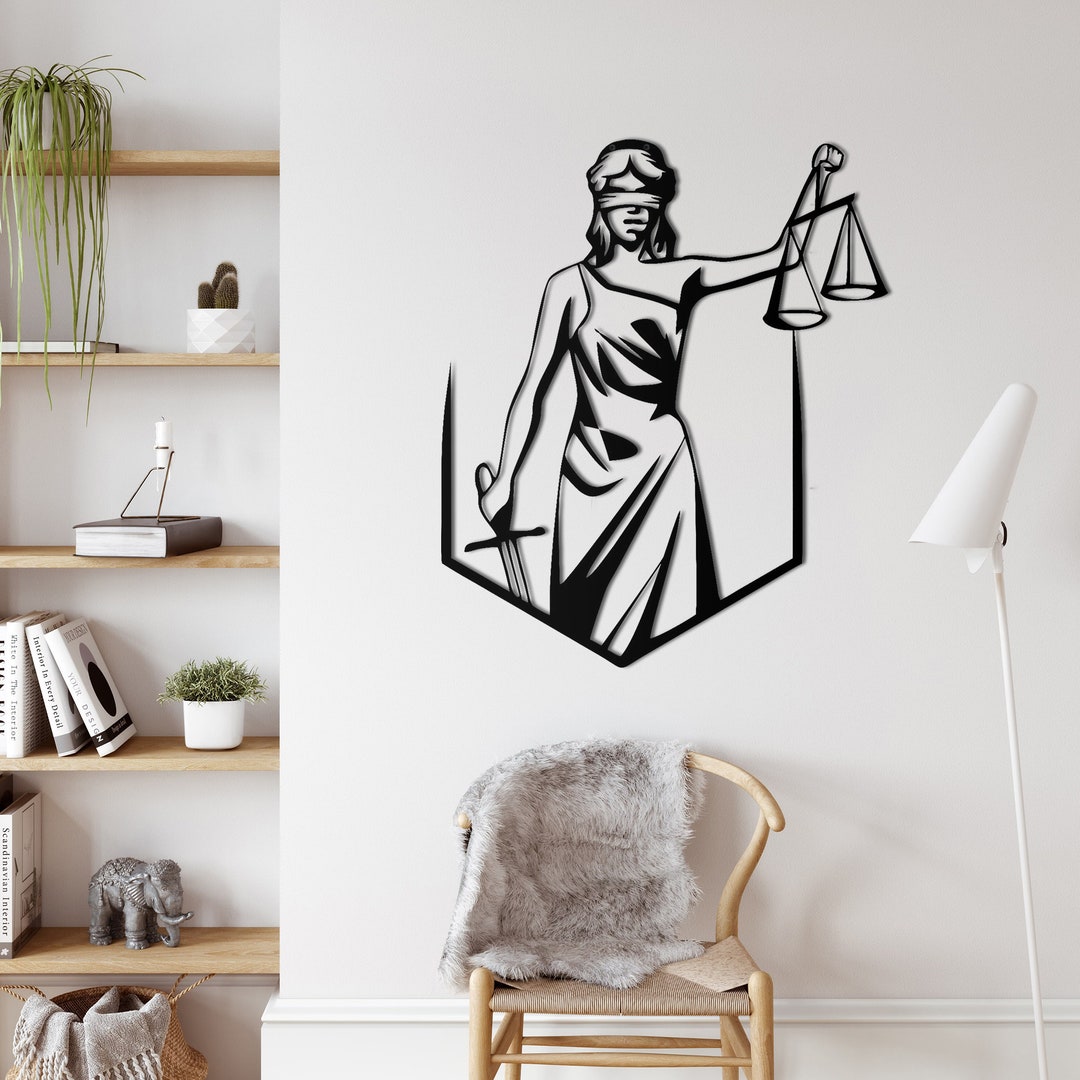 Metal Wall Art, Themis Lady Justice Decor, Office Decoration, Blind ...
