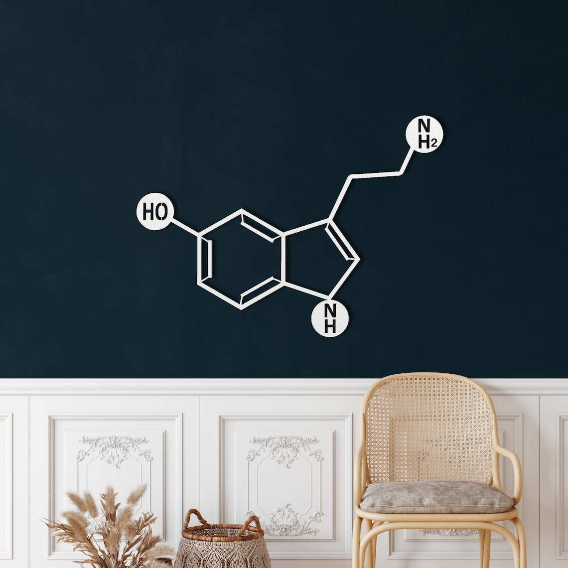 Metal Wall Decor Serotonin Molecule Metal Wall Art Biology | Etsy