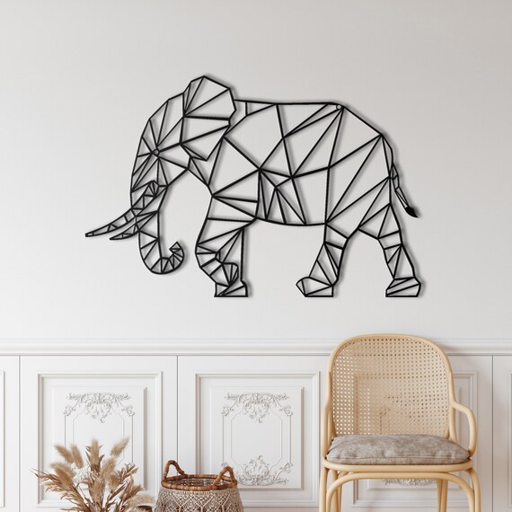 Geometric Elephant Metal Elephant Decor Home Living Room - Etsy