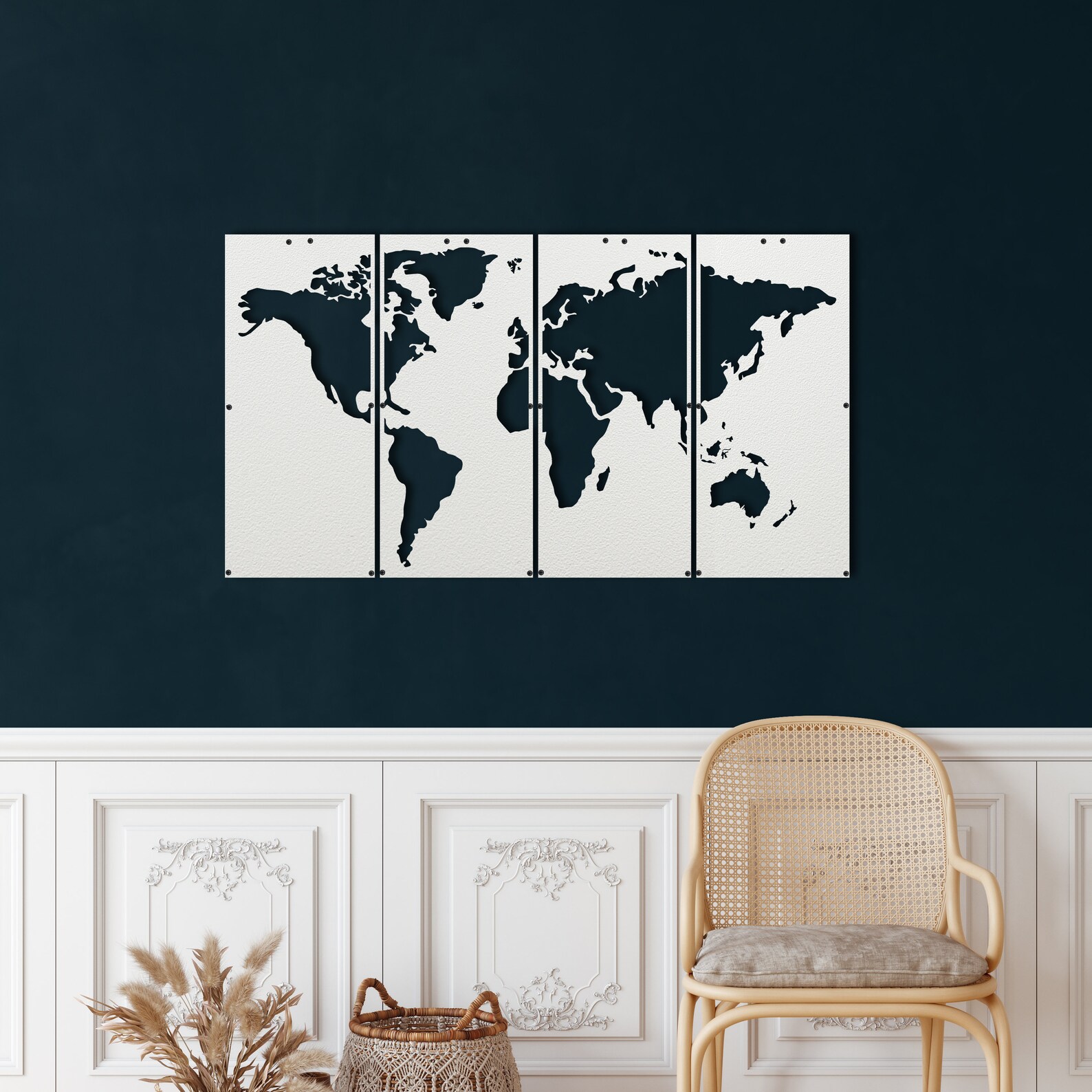 Metal World Map Continents Interior Metal Sign Metal Wall | Etsy