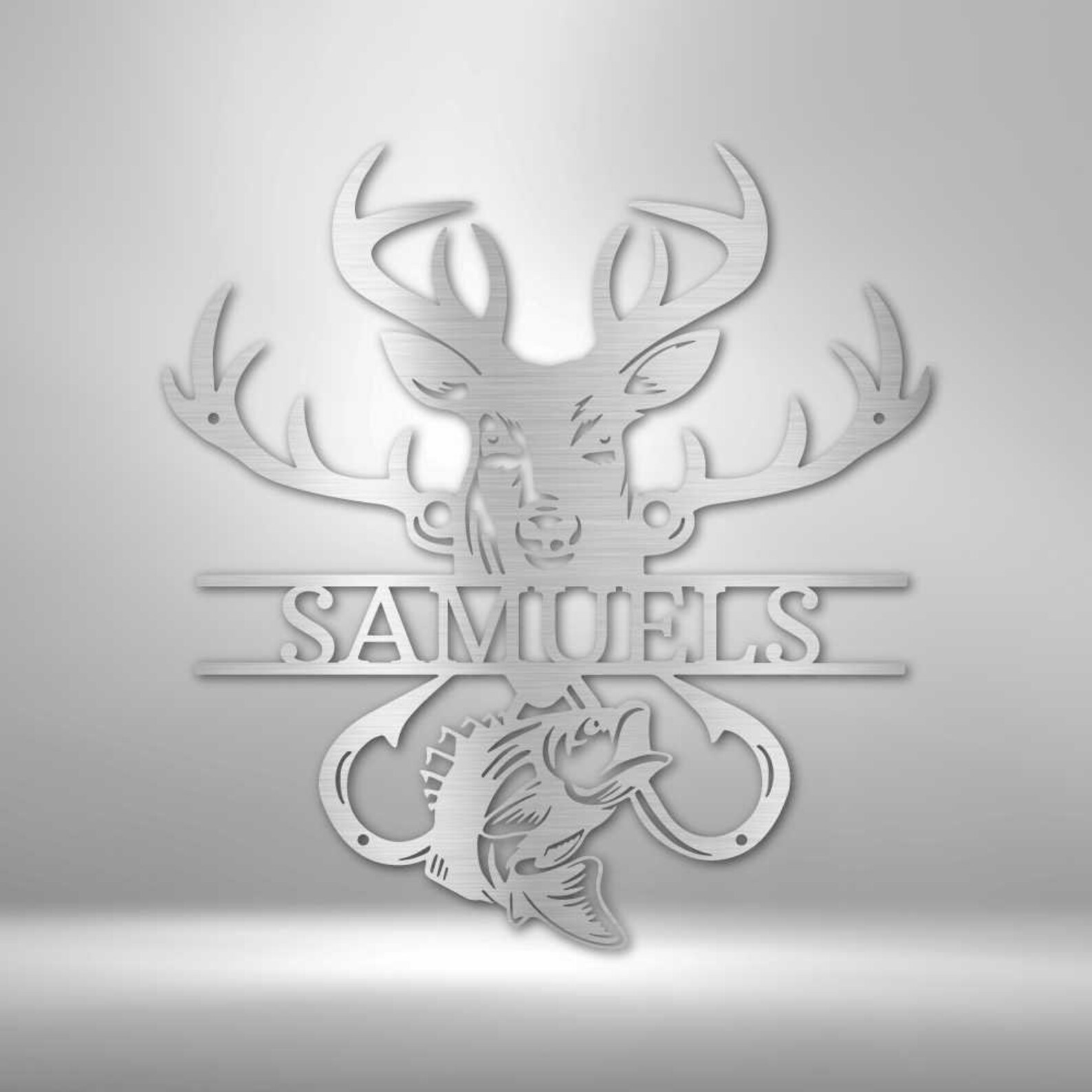 Personalized Deer Bass Name Metal Sign, Customized Outdoorsman Monogram ...
