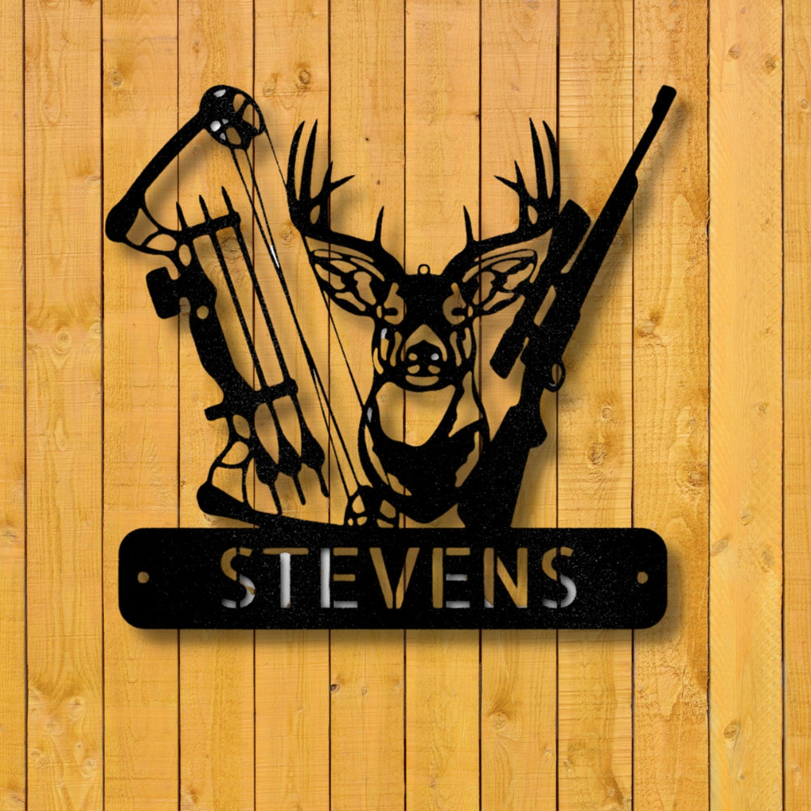 Personalized Deer Sign, Steel Last Name Metal Art, Cabin Metal Sign ...