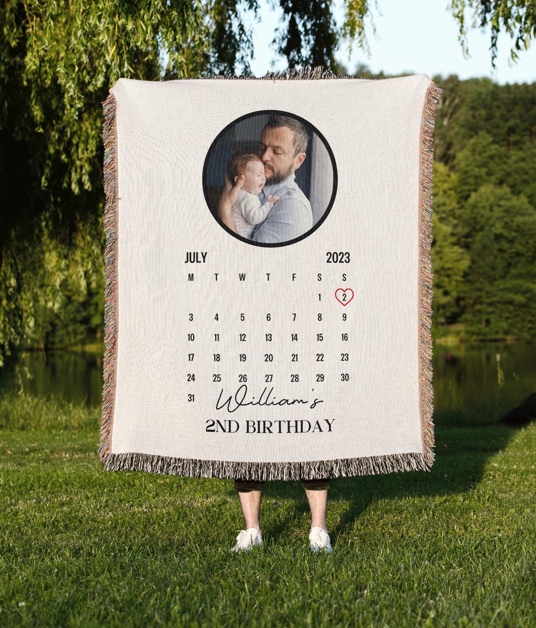 Personalized Calendar Woven Photo Blanket, Custom Birthday Gift Blanket ...