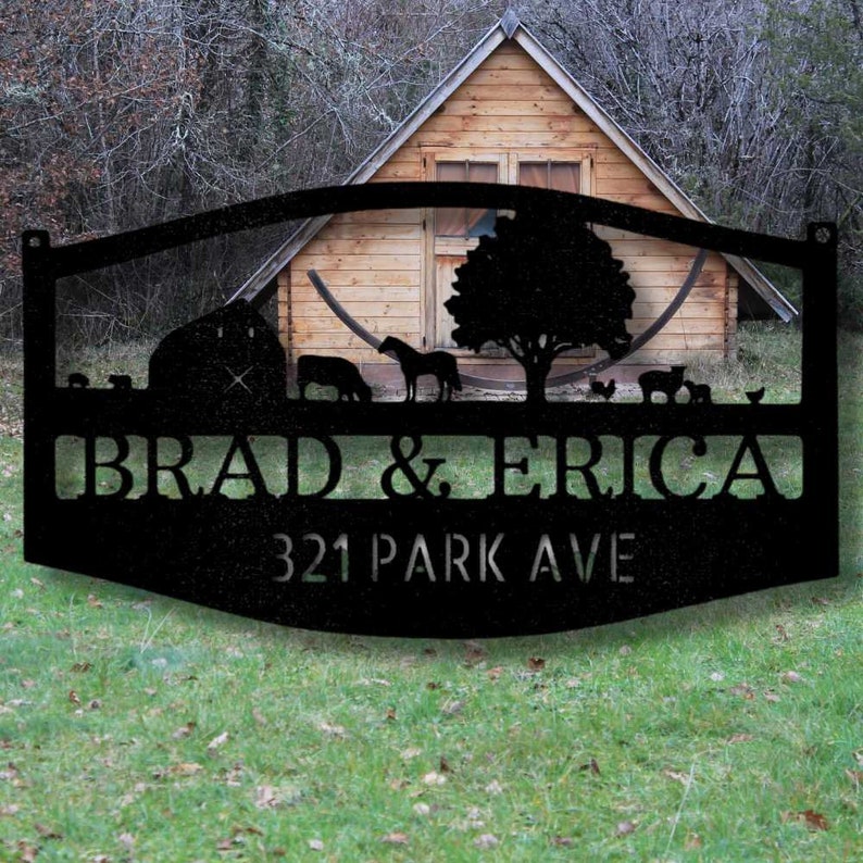 Personalized Farm Metal Sign, Custom Family Name Plaque, Metal Address ...