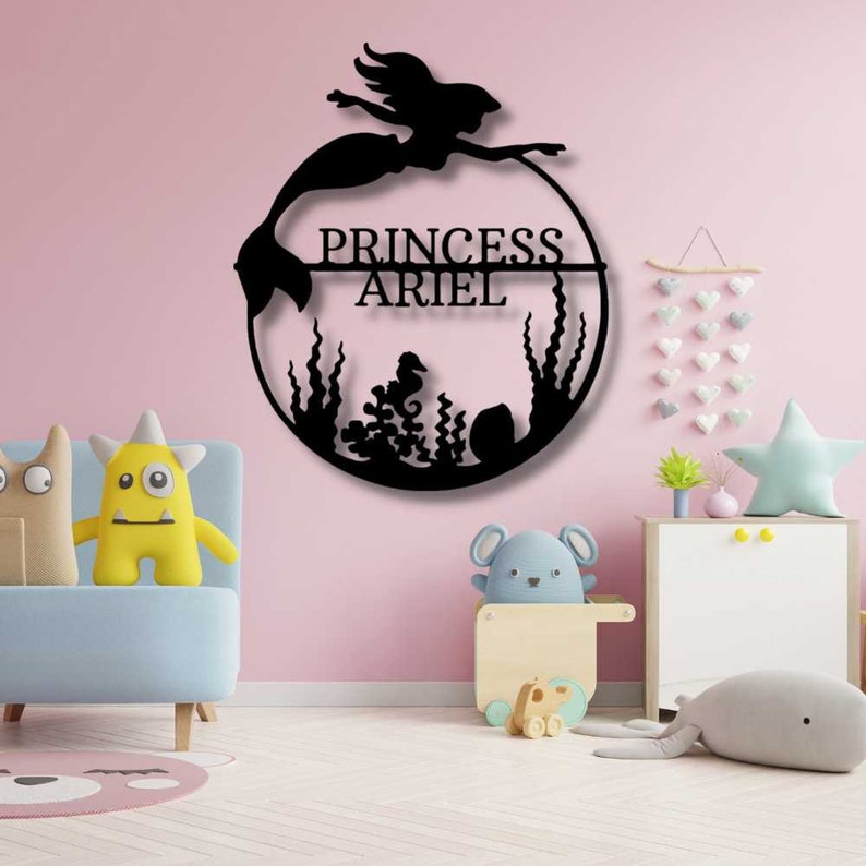 Custom Mermaid Metal Sign Kids Room Wall Hanging Birthday - Etsy