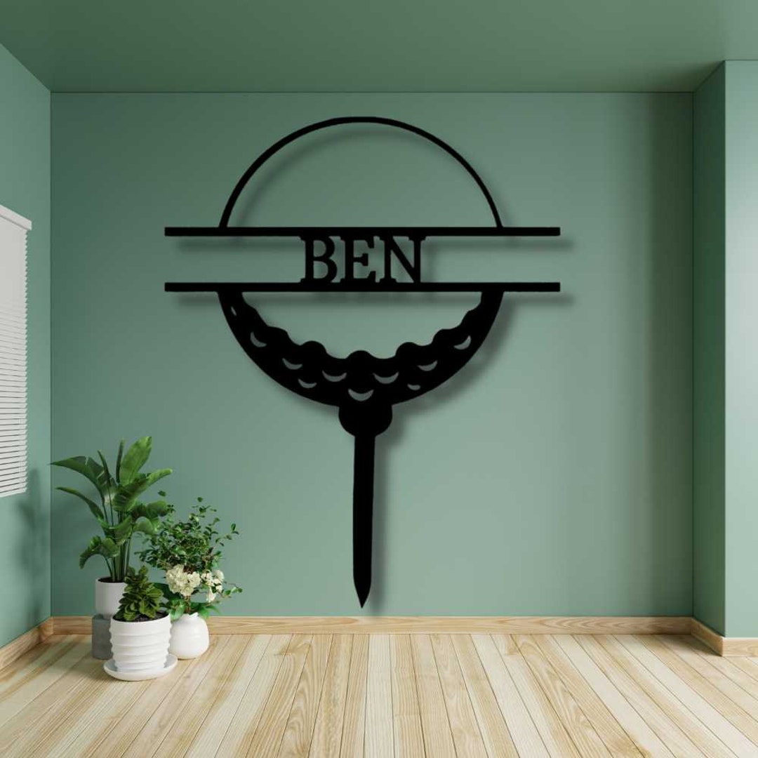 Personalized Golf Ball Metal Sign, Golf Ball Wall Art With Custom Name ...