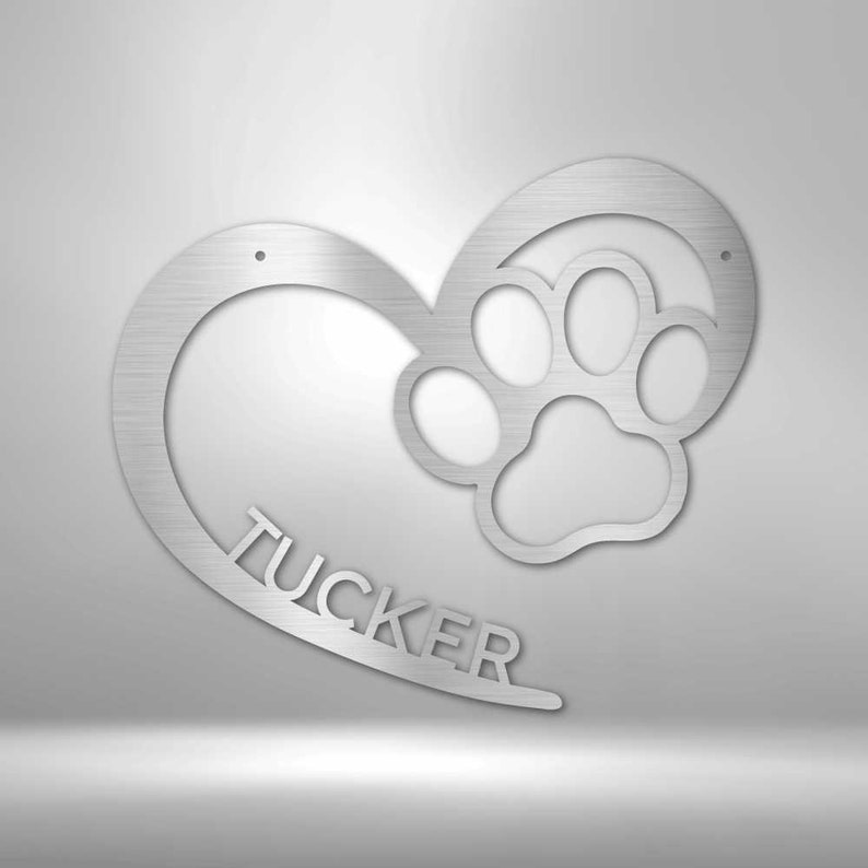 Customized Metal Dog Sign, Paw Print Metal Sign, Dog Name Sign, Puppy ...