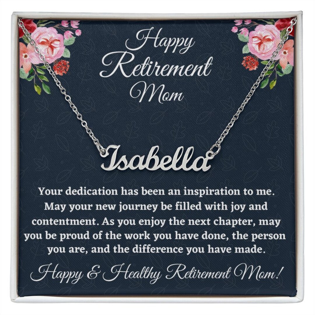 Happy Retirement Mom Custom Name Necklace, Personalized Name Necklace ...