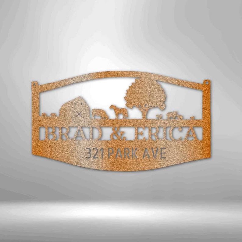 Personalized Farm Metal Sign, Custom Family Name Plaque, Metal Address ...